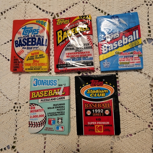 Topps | Toys | Sealed Unopened 5 Packages Of Baseball Card Packs 988 ...